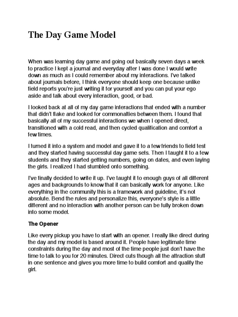 Mark Manson - Day Game Model PDF | PDF