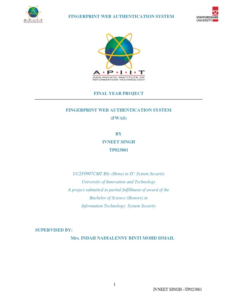 Final Fyp Print PDF | PDF | Biometrics | Authentication