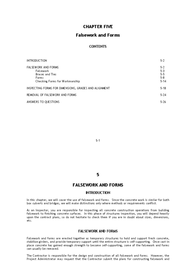 Chapter Five Falsework and Forms | Download Free PDF | Deep Foundation ...
