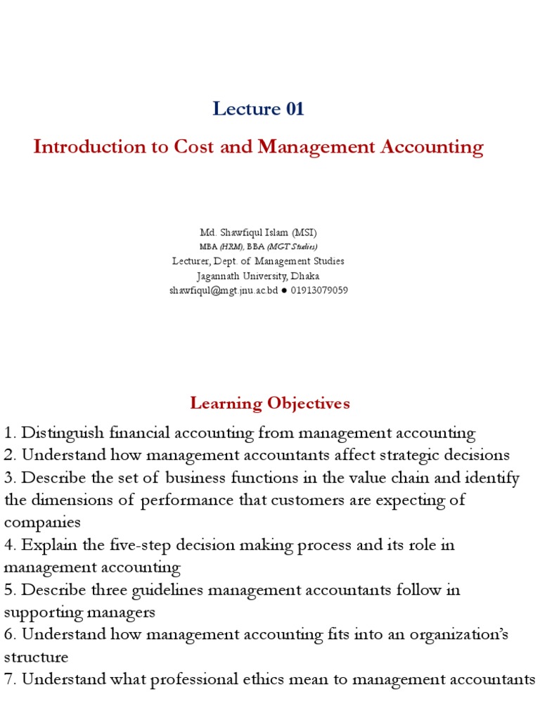 Lec 01 Cost and Management Acc | PDF | Management Accounting | Accounting
