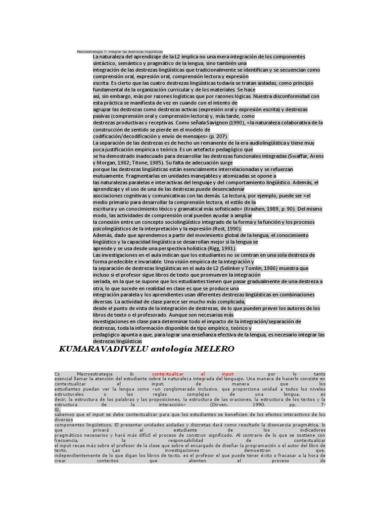 Es Macroestrategia Kumaravadivelu | PDF | Aprendizaje | Maestros