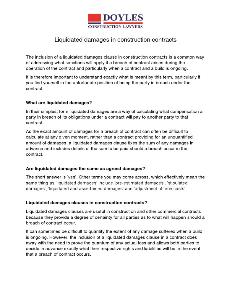 1148 Liquidated Damages in Construction Contracts | PDF | Liquidated ...