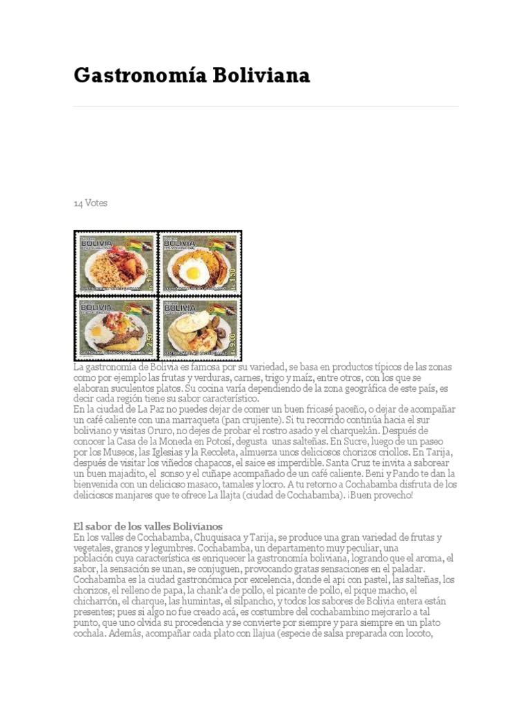 Gastronomía Boliviana Historia | PDF | Bolivia | Sopa