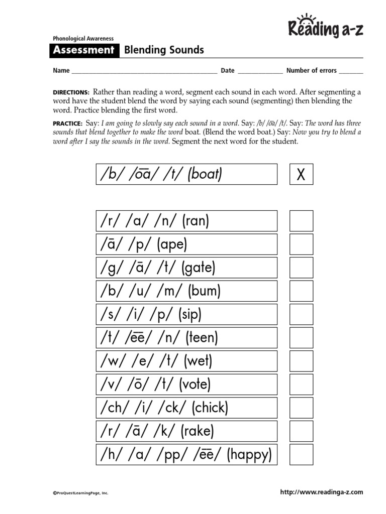 Blending Phonemes Assessment | PDF