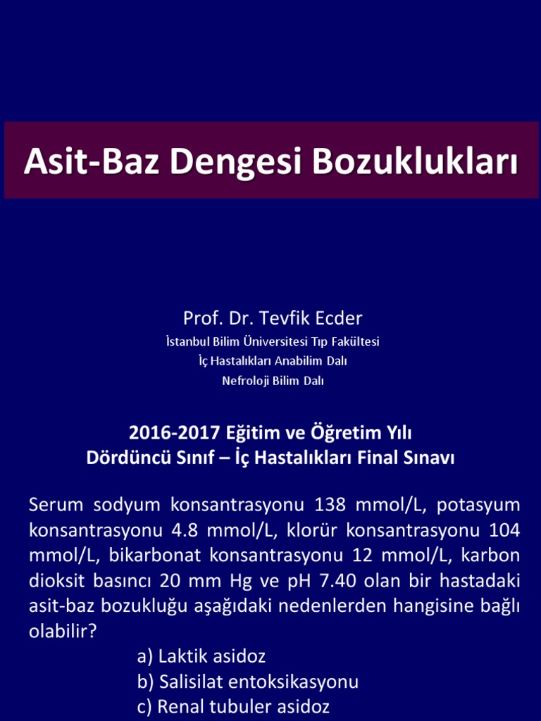 Asit Baz Dengesi Bozuklukları 2017 2018 | PDF