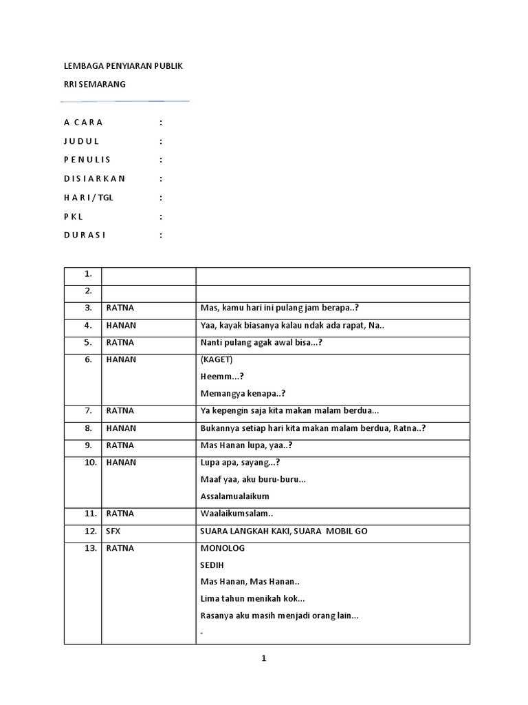 Naskah Sandiwara Radio | PDF
