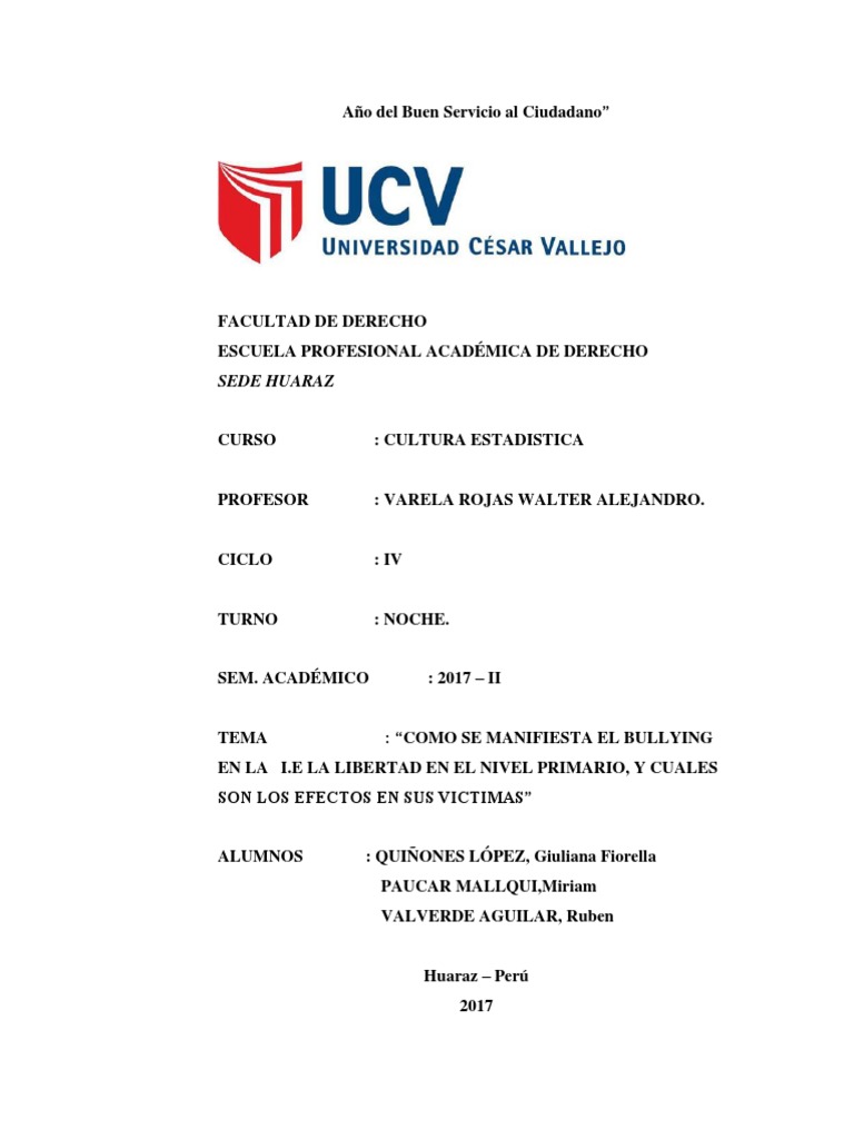 Estadistica Bullying | PDF | Sicología | Ciencias del comportamiento