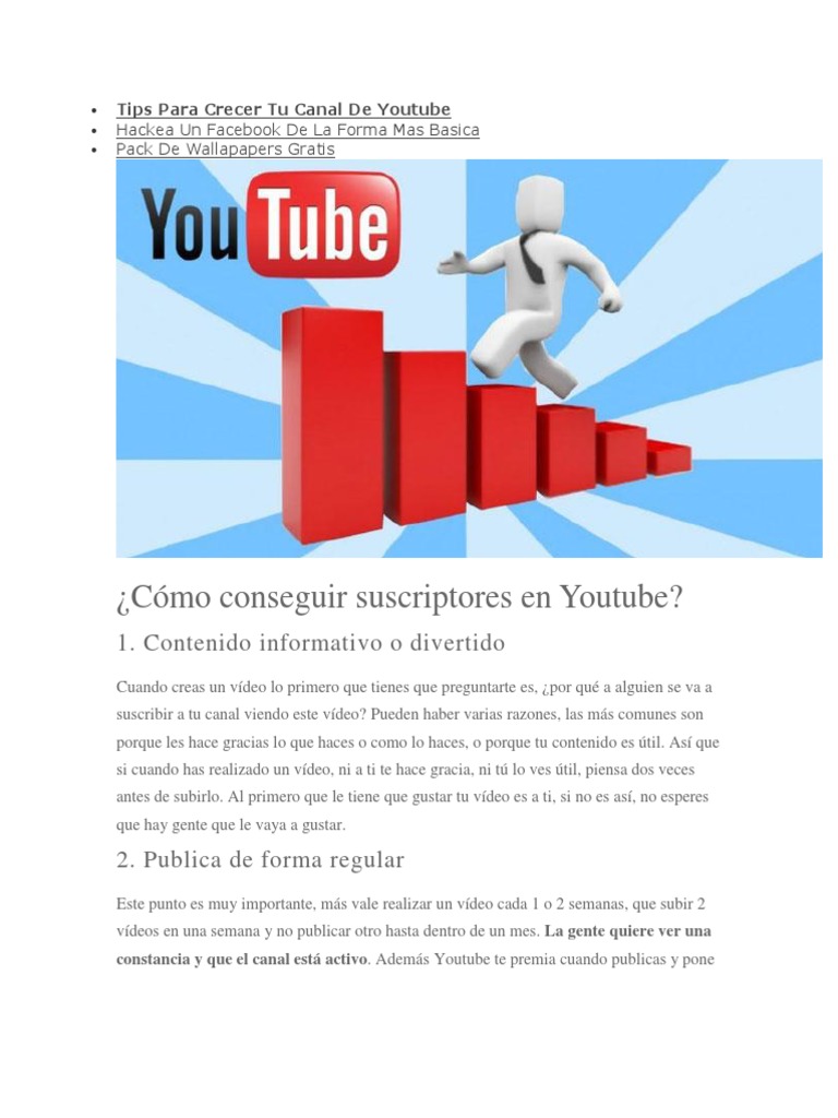 Tips para Crecer Tu Canal de Youtube | PDF | Youtube | Publicidad