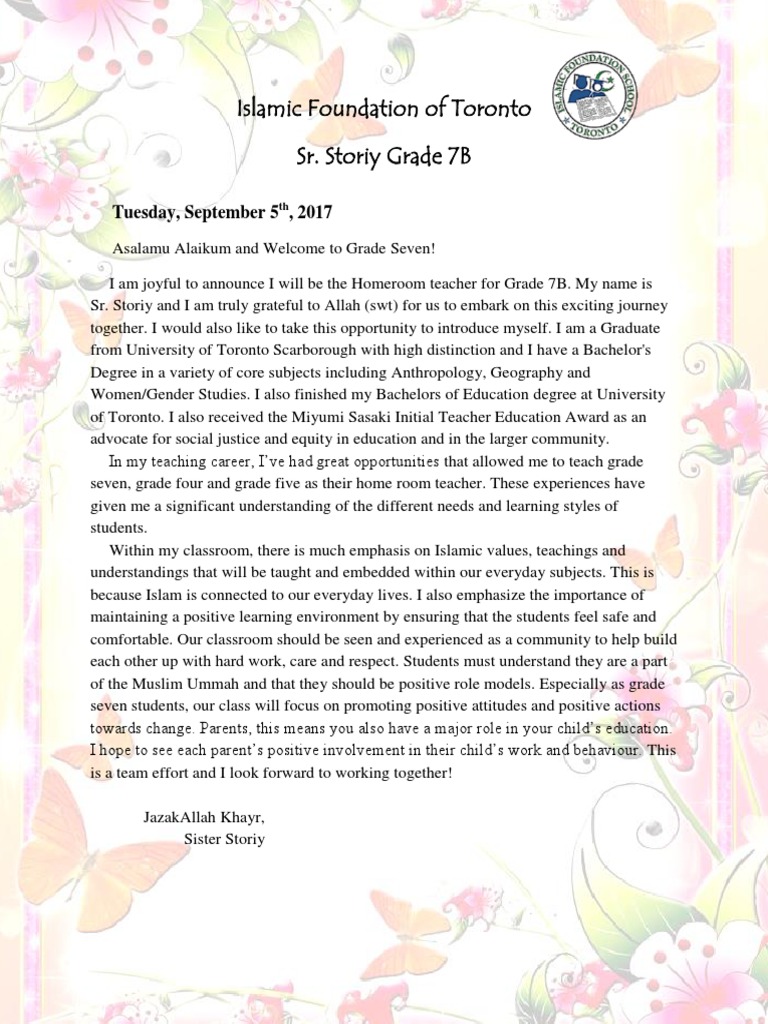 7b Welcome Letter 2017 | PDF