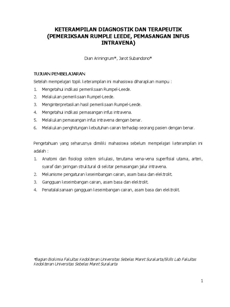 Teknik Pemasangan Infus Intravena | PDF
