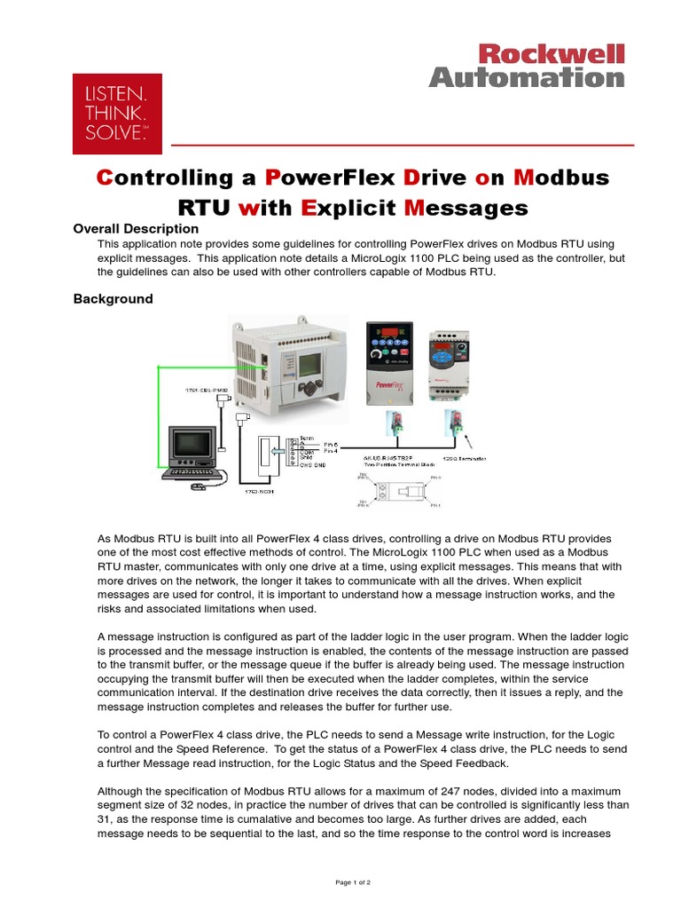 Controlling A PowerFlex Drive On Modbus RTU With Explicit Messages PDF ...
