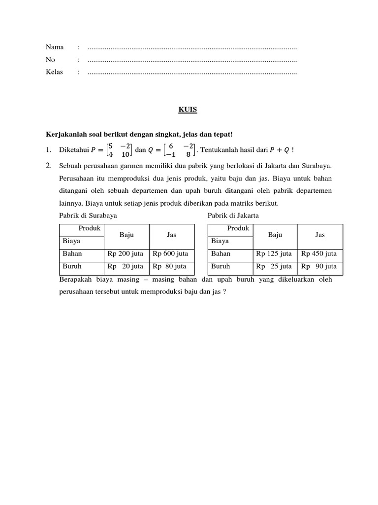 Lembar Kuis (Print 9x) | PDF