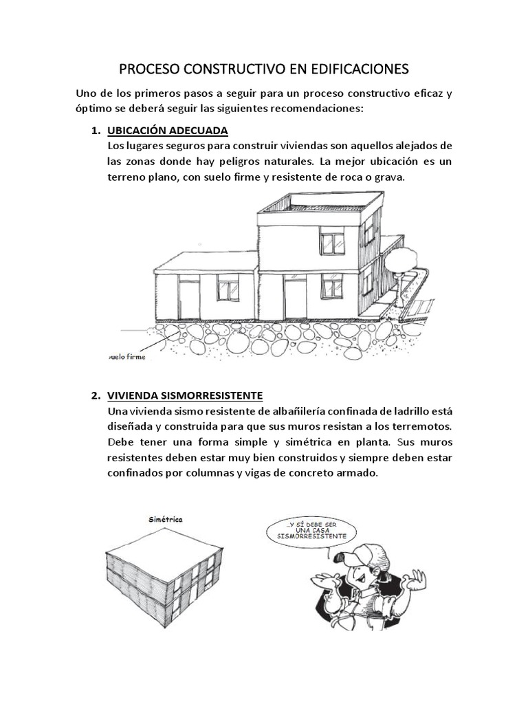 Proceso Constructivo en Edificaciones | PDF | Fundación (Ingeniería) | Hormigón
