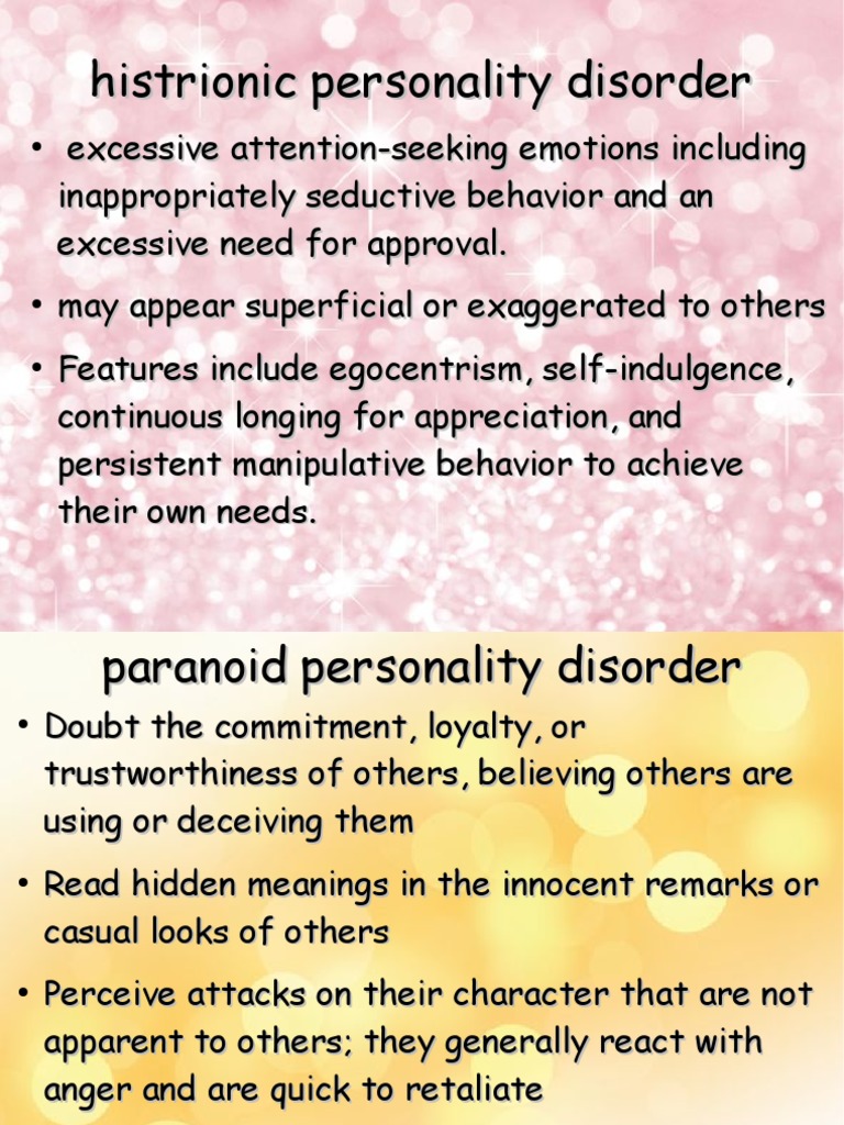 Histrionic Personality Disorder | PDF | Personality Disorder | Social Inhibition