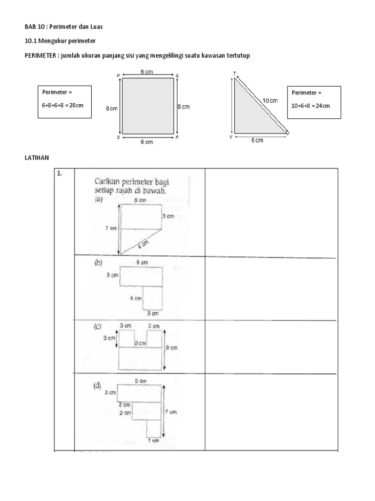 Perhitungan Perimeter dan Luas Bangun Datar | PDF