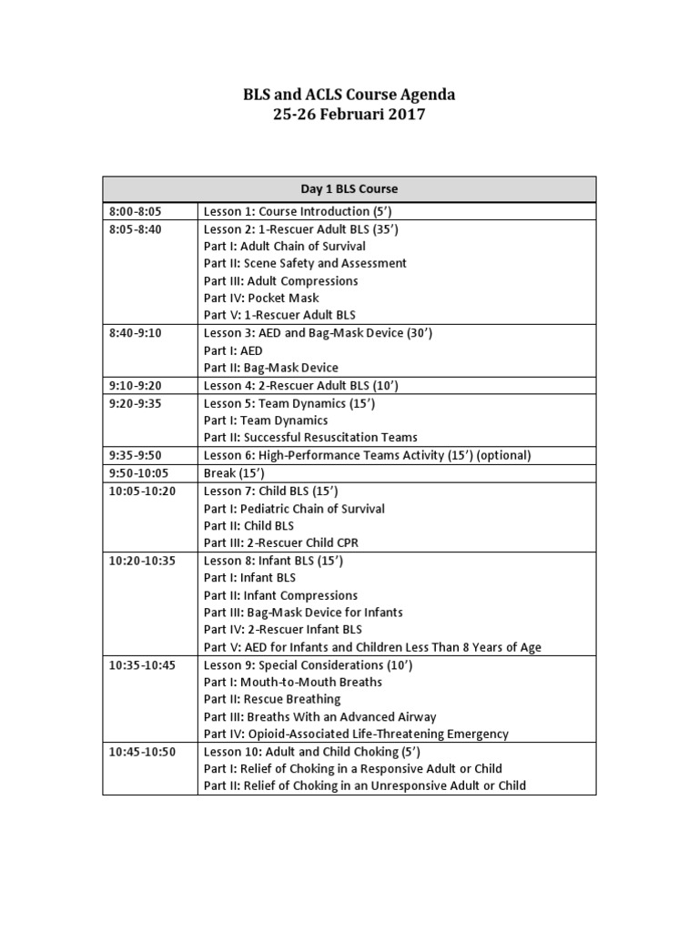 Agenda Bls-Acls | PDF | Survival Skills | Cardiopulmonary Resuscitation