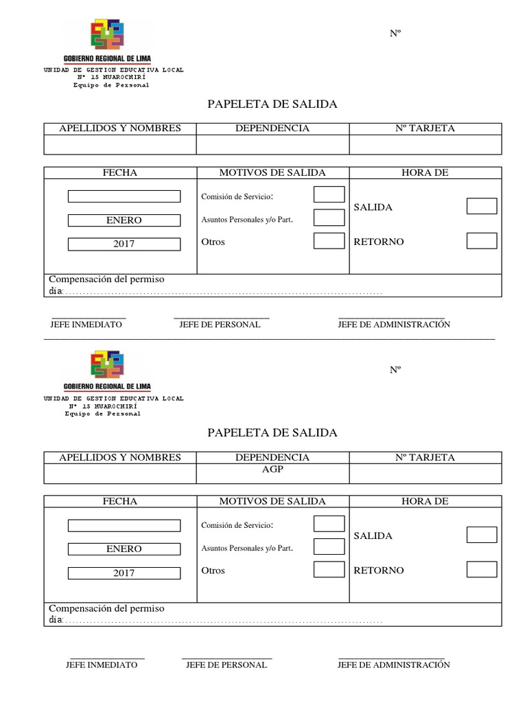 Papeleta de Salida | PDF