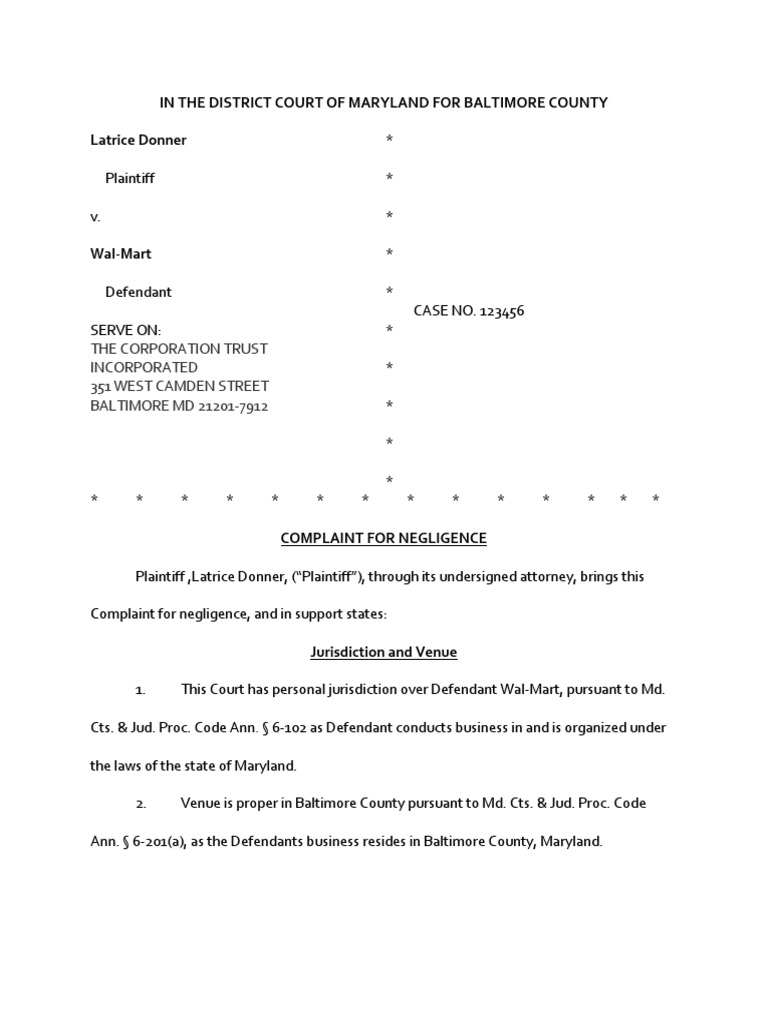 Complaint Complaint | PDF | Negligence | Damages