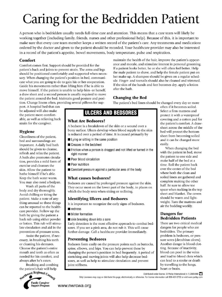 Caring For The Bedridden Patient | PDF