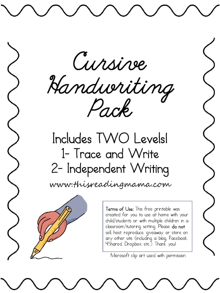Cursive Handwriting Pack: Includes TWO Levels! | PDF | Nonverbal ...
