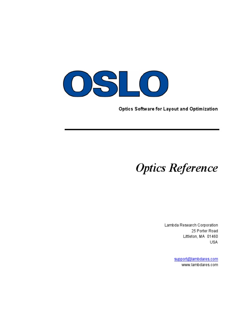 Oslo Optics Reference PDF | PDF | Lens (Optics) | Menu (Computing)