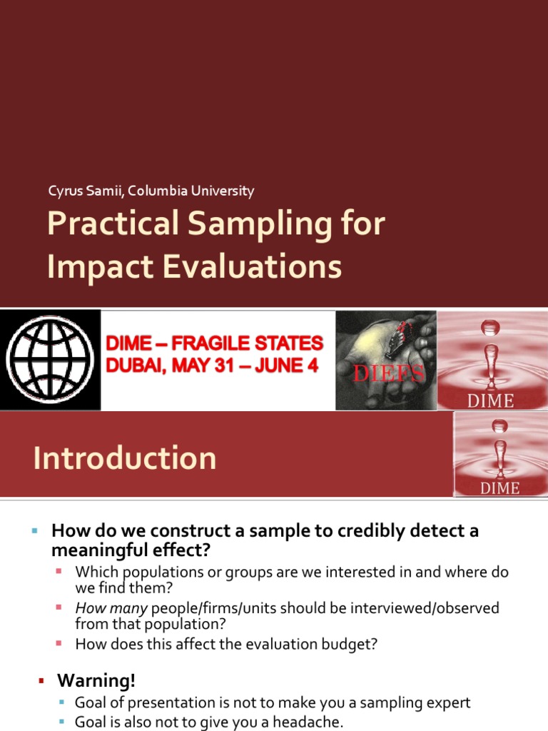 Practical Sampling For Impact Evaluations: Cyrus Samii, Columbia ...