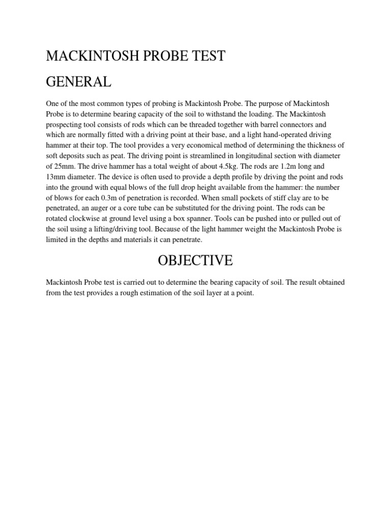 Example Mackintosh Probe Test | PDF | Soil | Nature