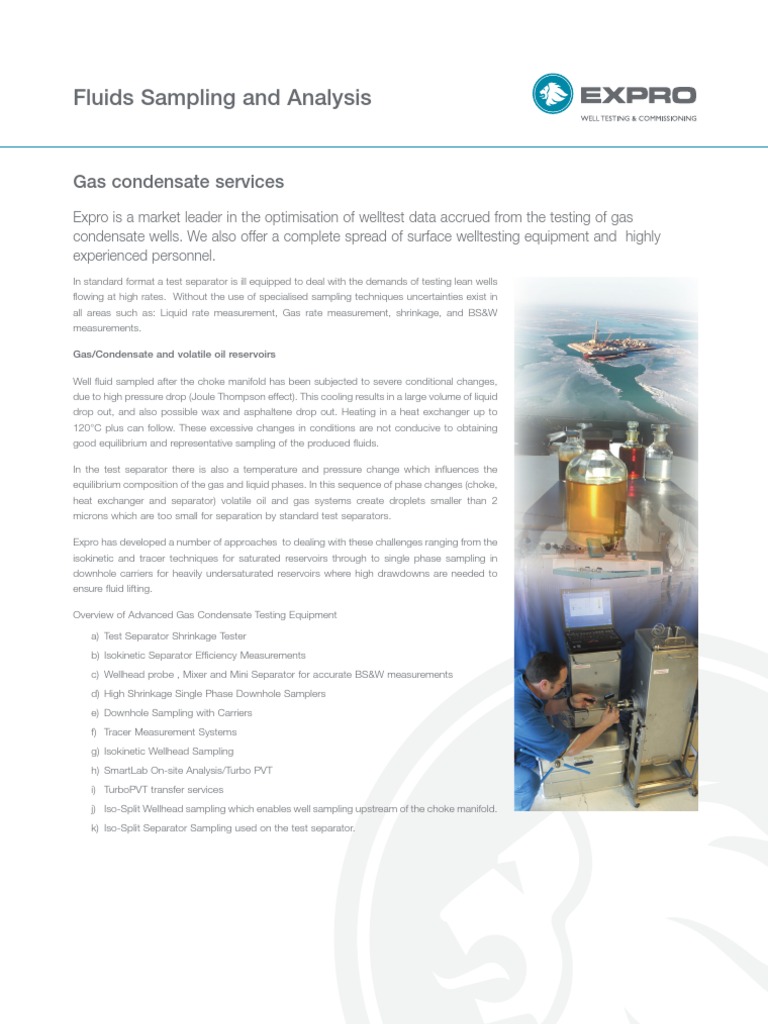 Fluids Sampling and Analysis: Gas Condensate Services | PDF | Flow ...