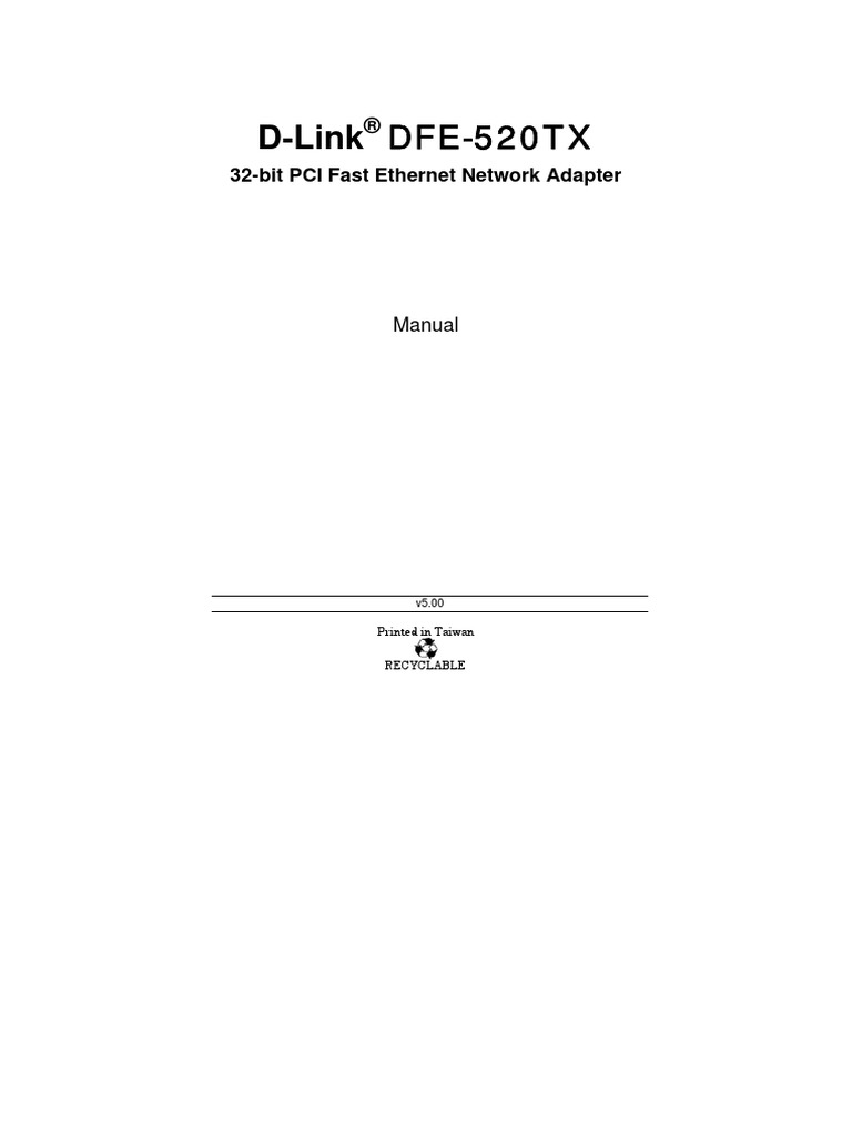 DFE-520TX B1 Manual v5.00 | PDF | Network Interface Controller | Ethernet