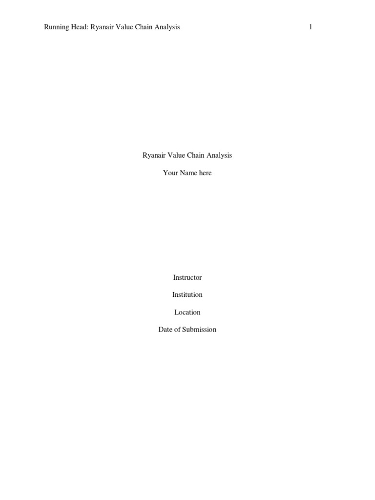 Ryan Air Value Chain Analysis | PDF | Airlines | Value Chain