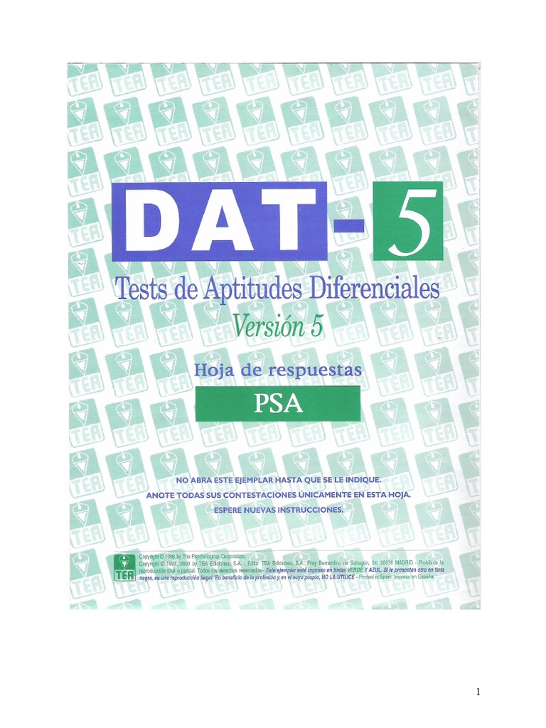 Dat-5 Rapidez y Exactitud Perceptiva PDF | PDF