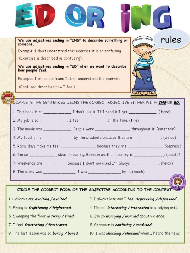 Ed vs. Ing Adjectives Exercises | PDF | Linguistics | Grammar