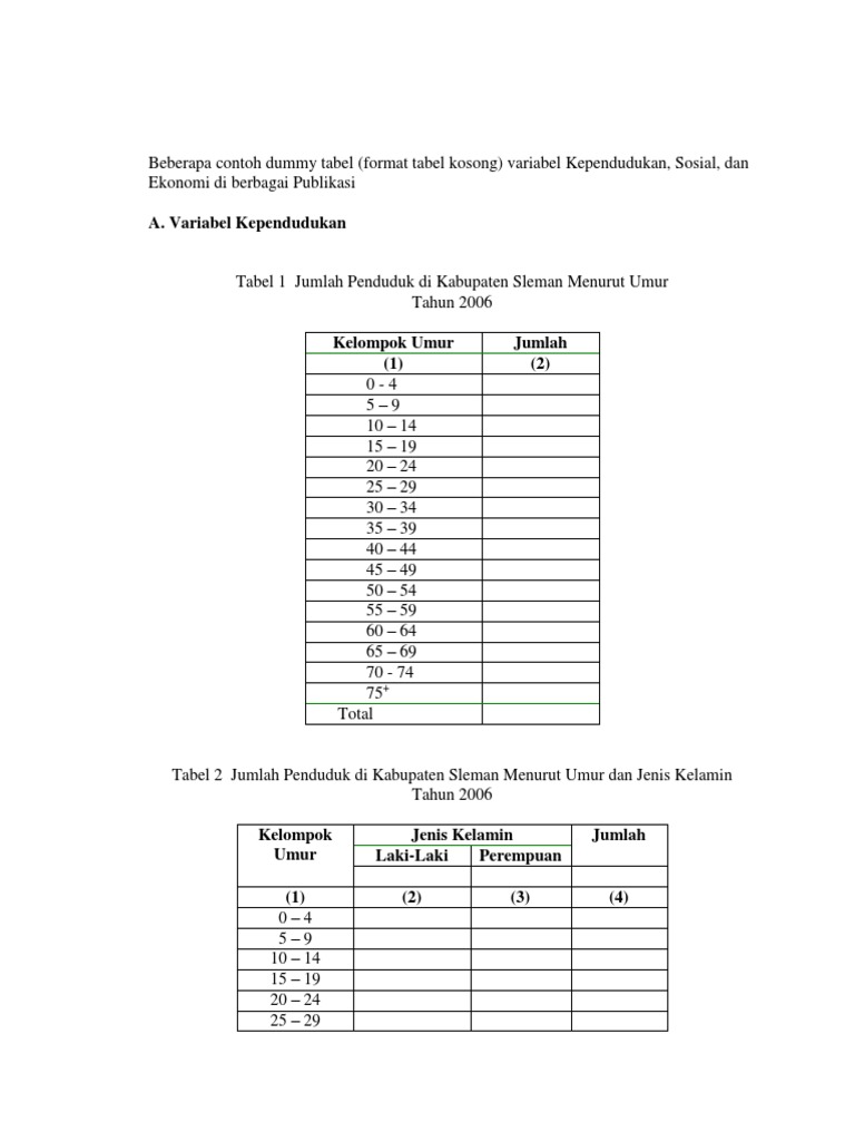 Beberapa Contoh Dummy Tabel | PDF