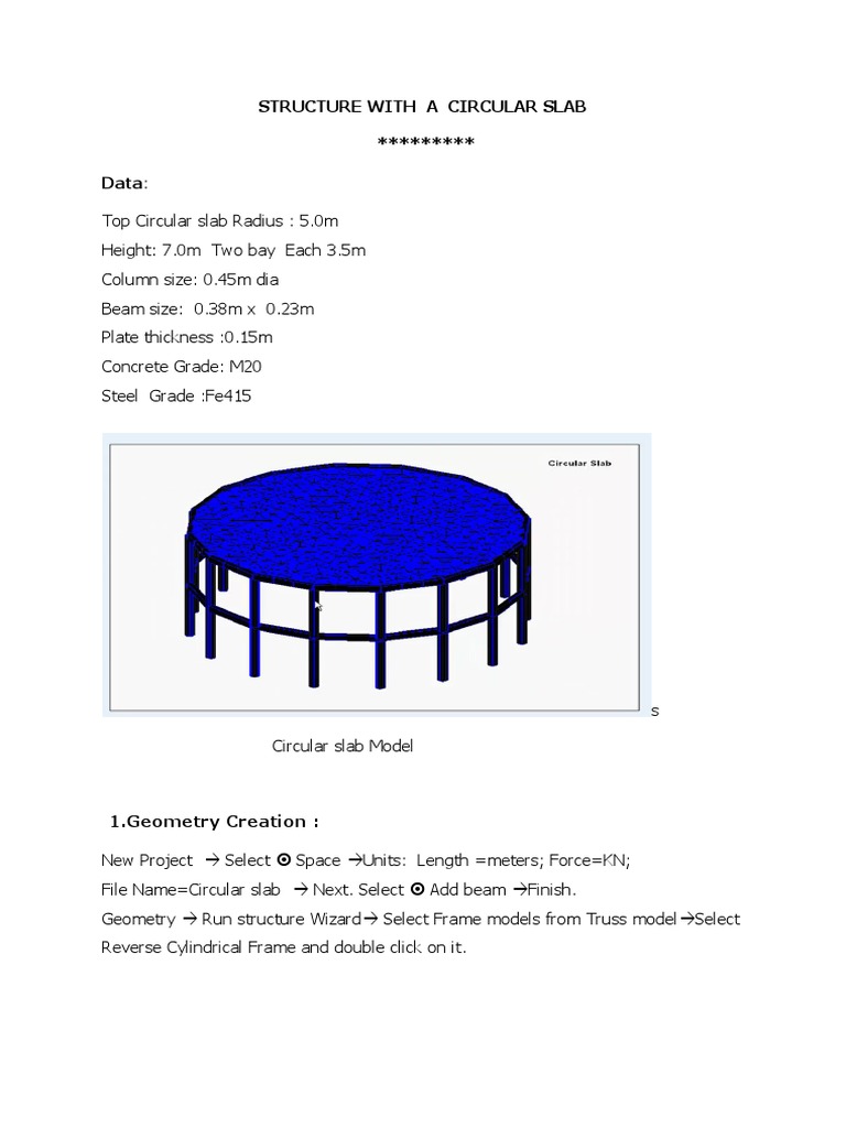 Analysis and Design of a Circular Slab Structure with STAAD Pro | PDF ...