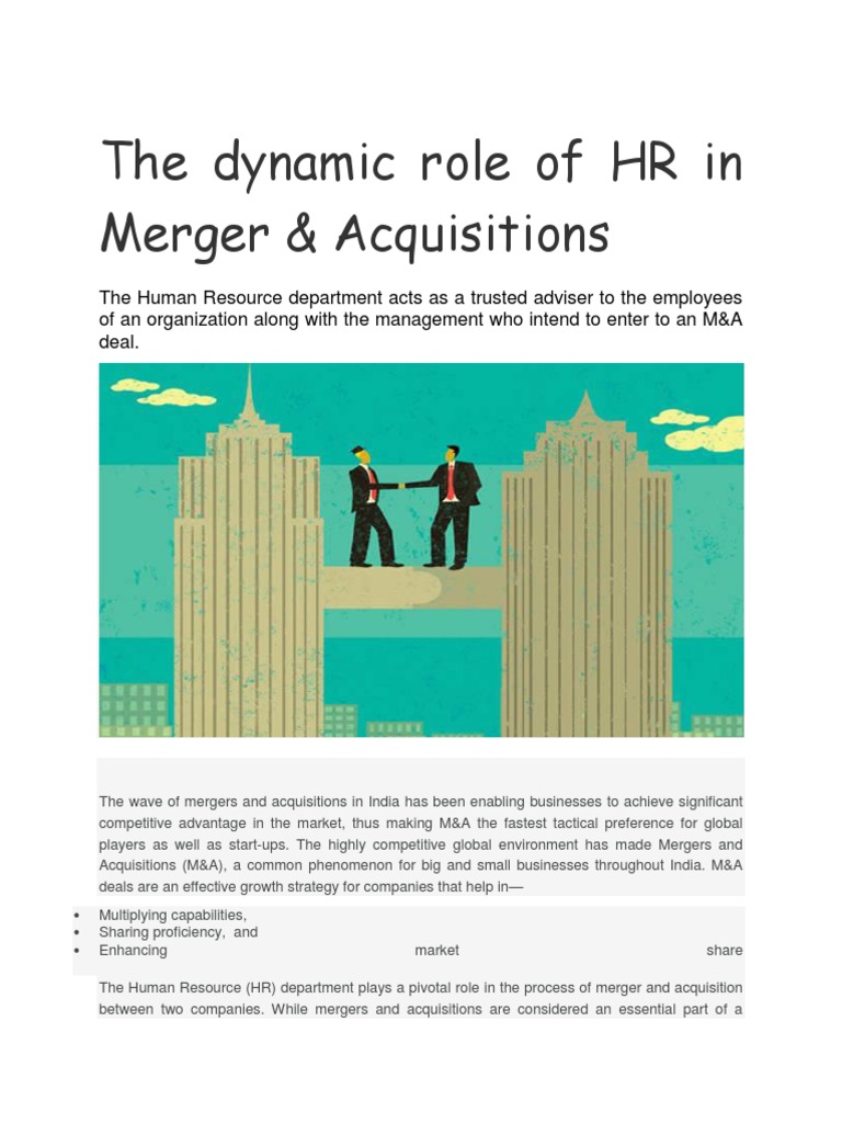 The Dynamic Role of HR in Merger | PDF | Mergers And Acquisitions ...