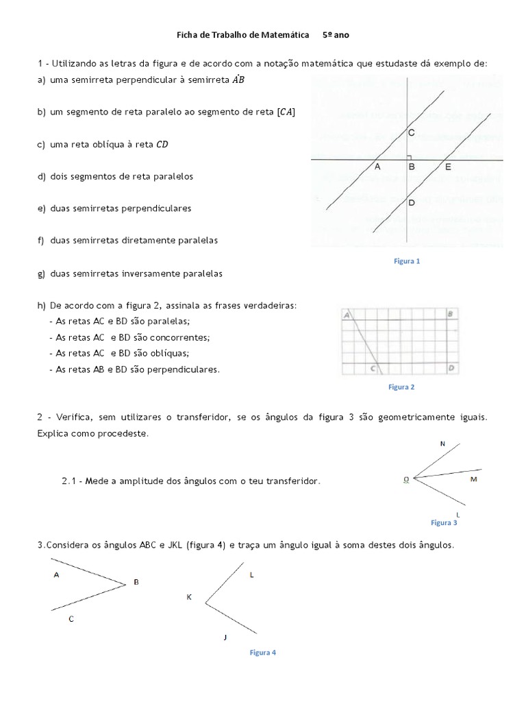Matemática 5o Ano Pdf ângulo Matemática Elementar