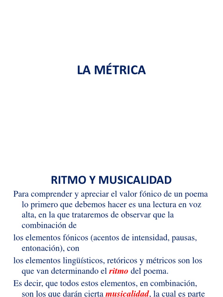 6. Ritmo y musicalidad. C+¦mputo m+σtrico | Metro (poesía) | Ritmo