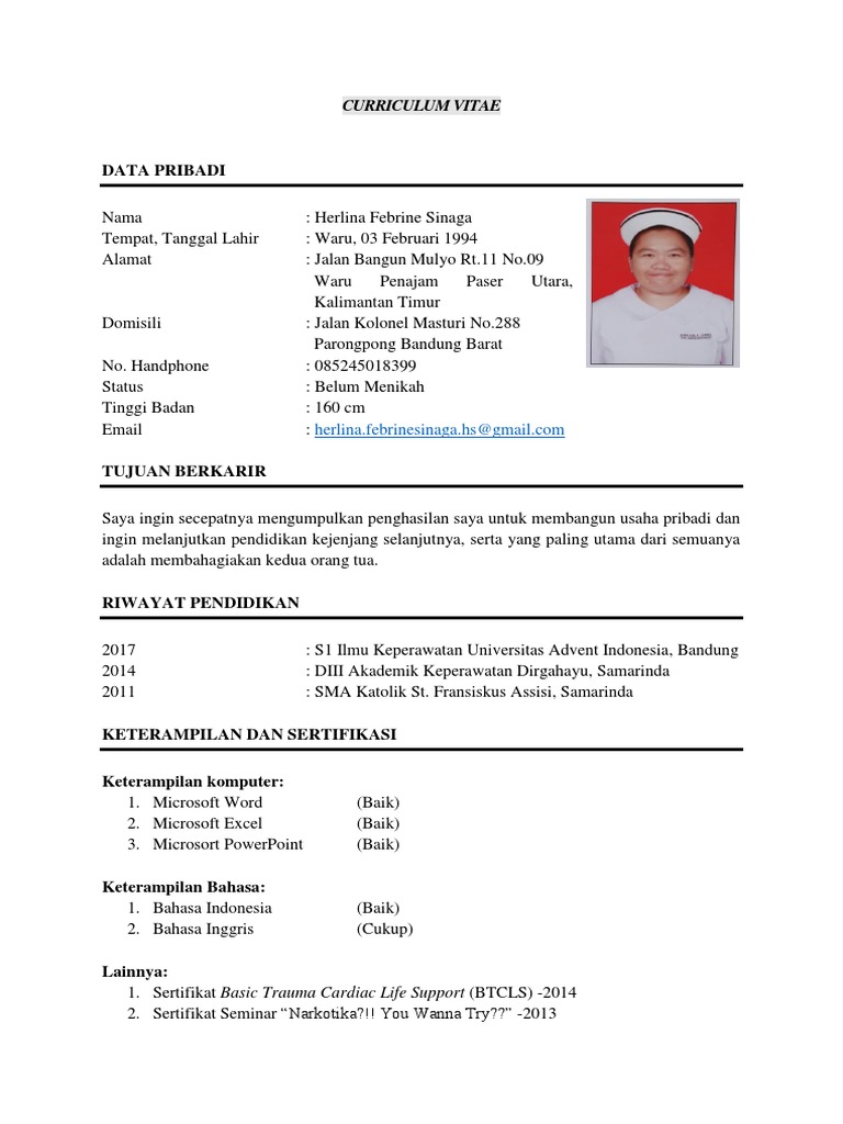 Curriculum Vitae Herlina | PDF