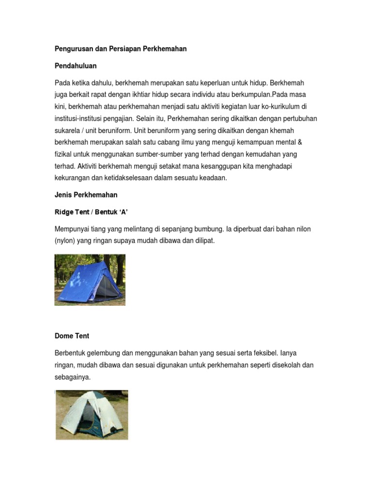 Pengurusan Dan Persiapan Perkhemahan | PDF | Sains & Matematika