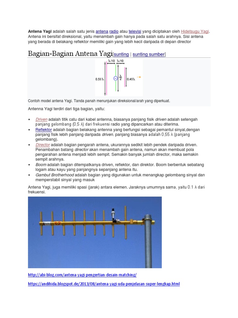 Struktur dan Fungsi Antena Yagi | PDF | Sains & Matematika