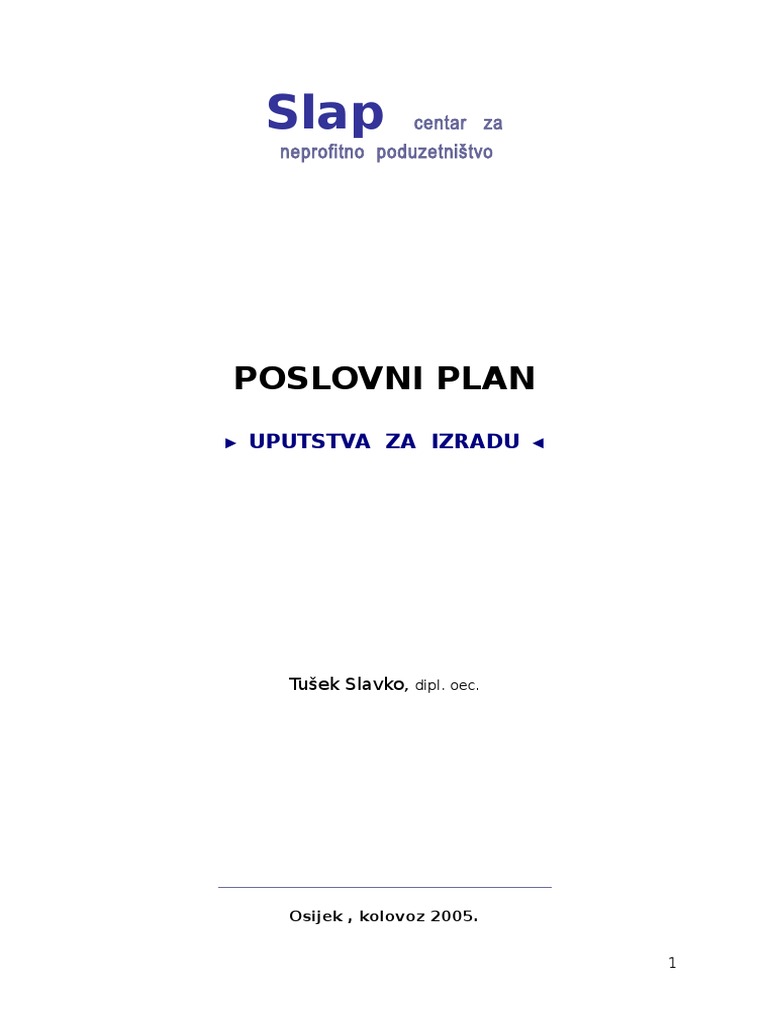 Poslovni Plan Uputstva | PDF