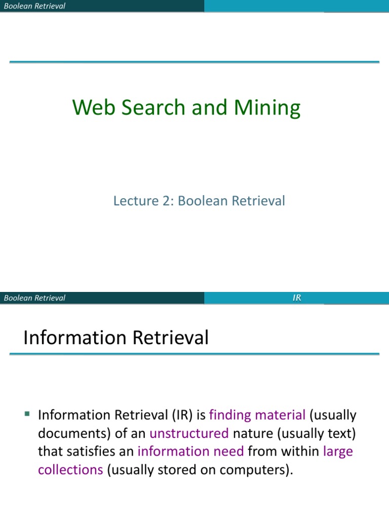 Lecture2 Boolean | PDF | Search Engine Indexing | Information Retrieval