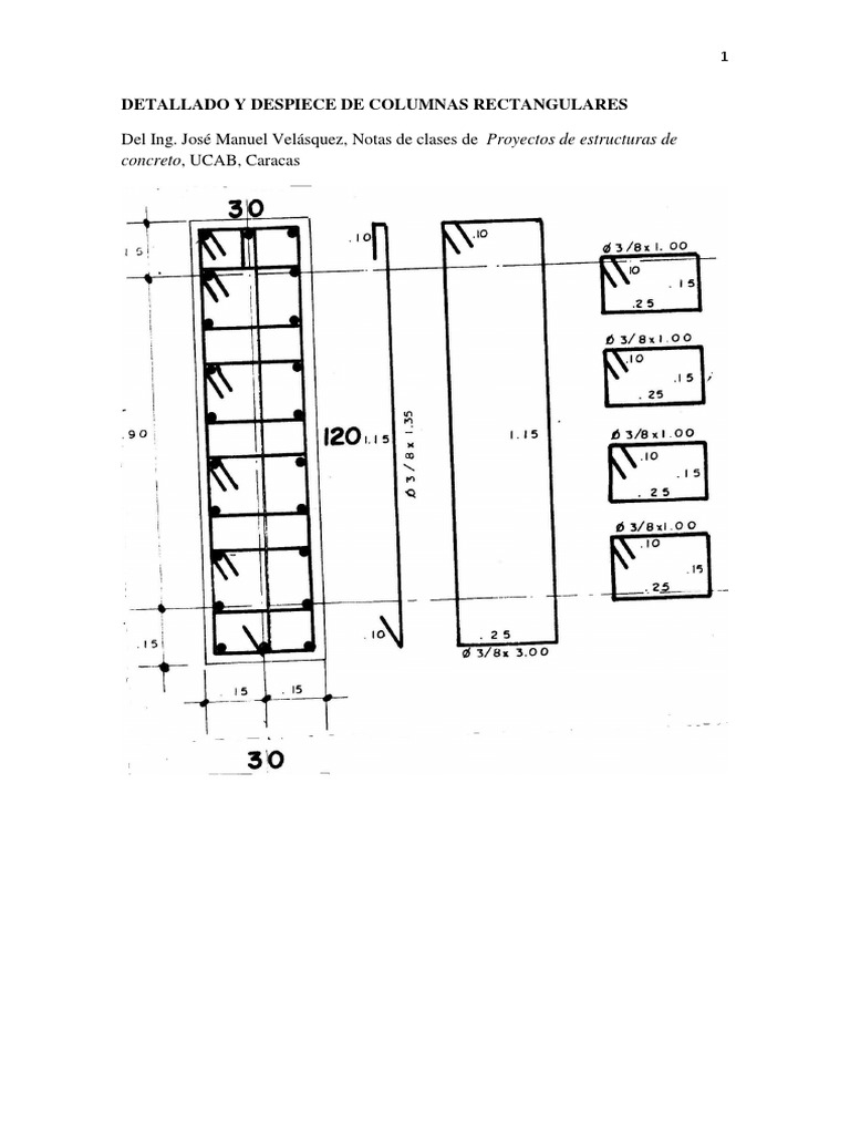 Detallado y Despiece de Columnas Rectangulares Seccion Transversal | PDF