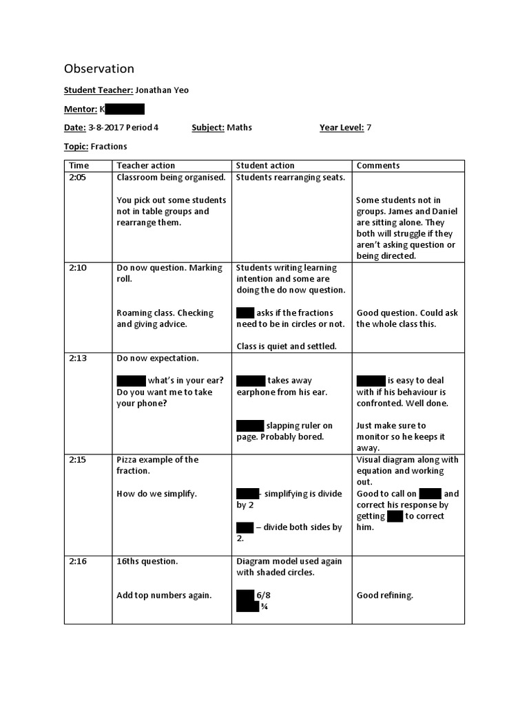 6 1 Observation 3-8 Yr 7 Maths | Download Free PDF | Fraction ...