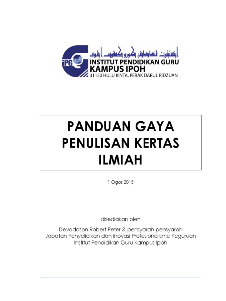 APA Format - Panduan Gaya Penulisan Kertas Ilmiah Versi 1ogos15 PDF | PDF
