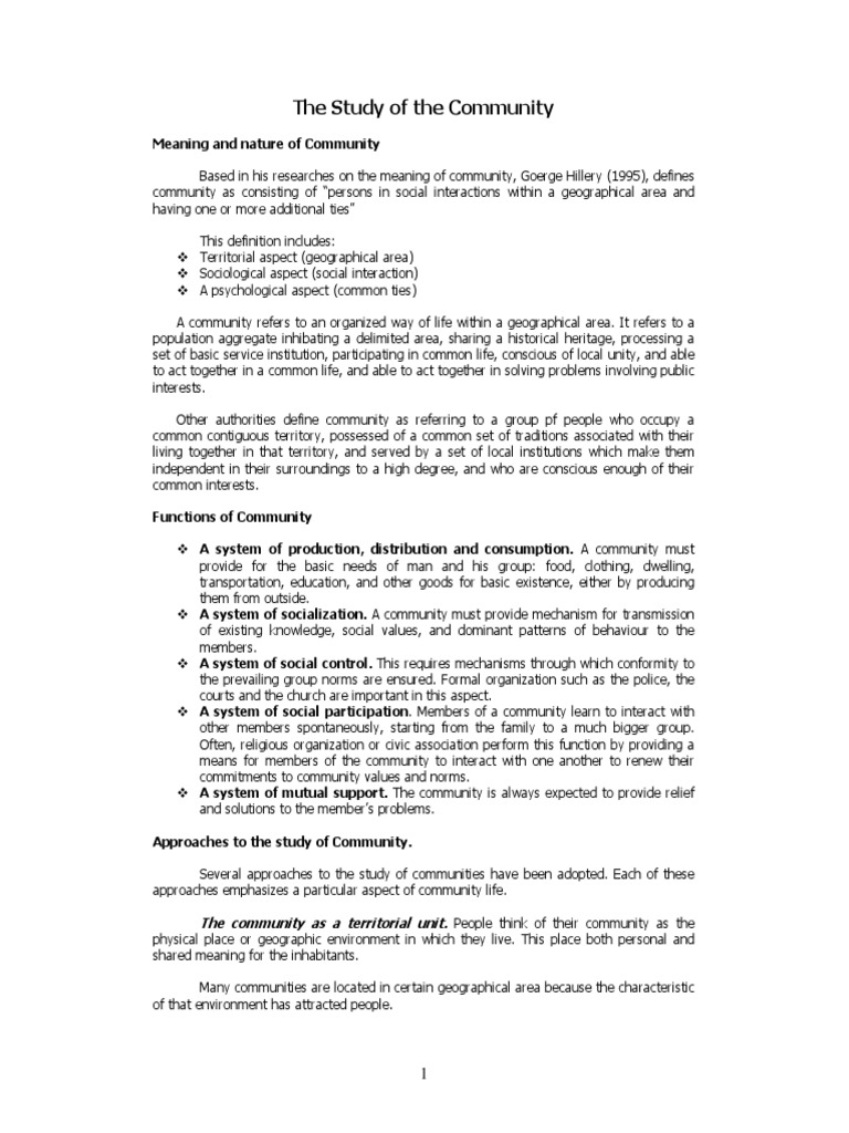 9 The Study of Community PDF | PDF | Community | Social Group