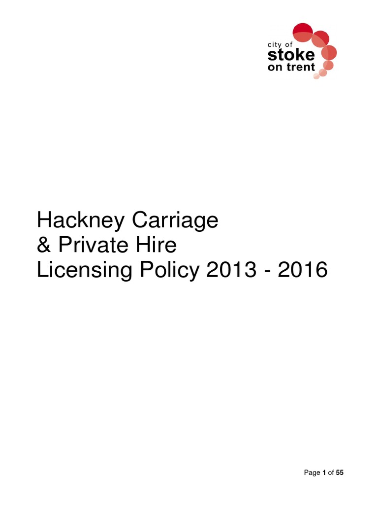 Hackney Carriage & Private Hire Licensing Policy 2013 - 2016 | PDF ...