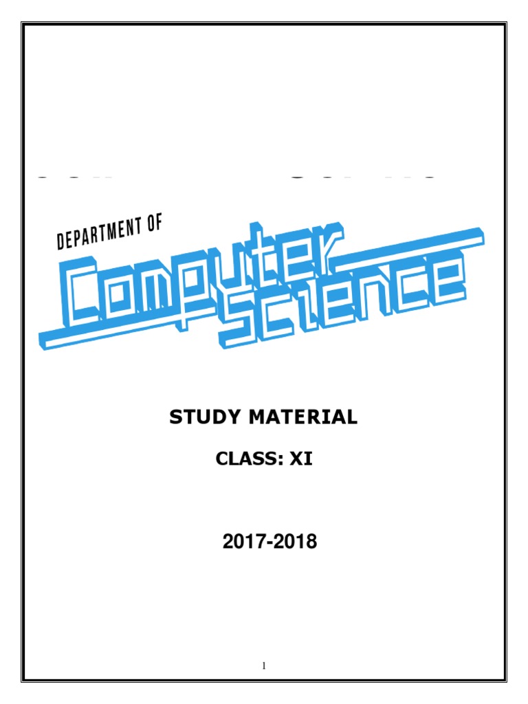 Class Xi Computer Science Study Material | PDF | Computer Memory ...