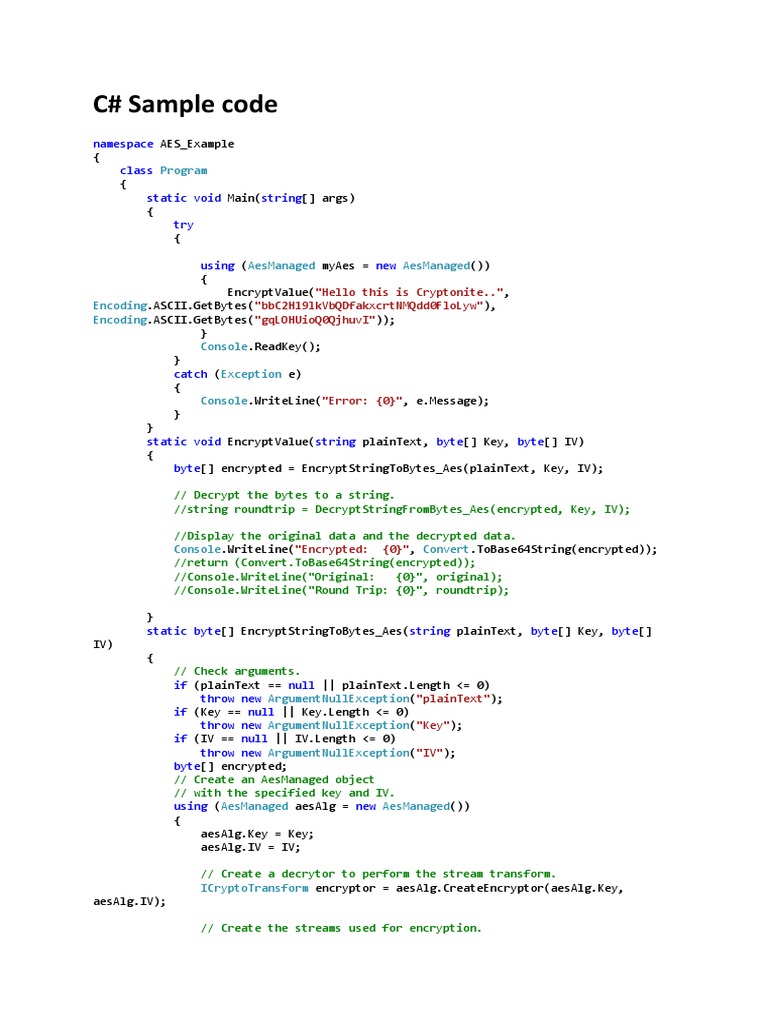 Encryption Sample Code | PDF | Computer Security Exploits | Cryptography