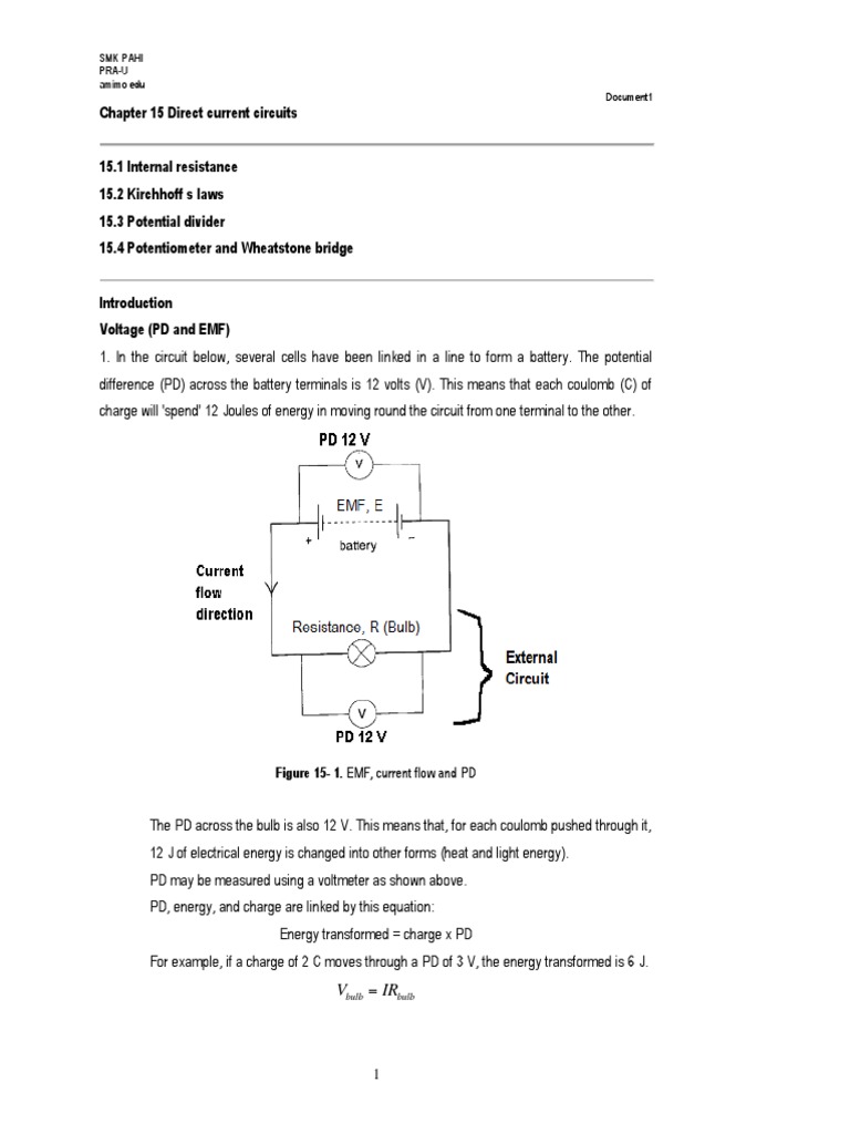 Physics: Direct Current Circuits | PDF | Electric Current | Series And ...